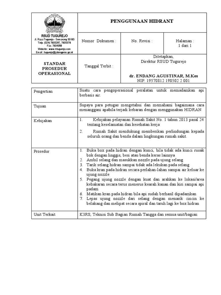 SPO Penggunaan Hidran | PDF