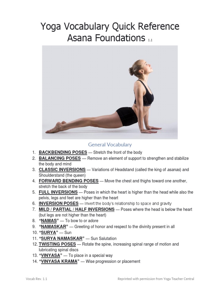 Vocab Asana Foundations 1.1 | PDF