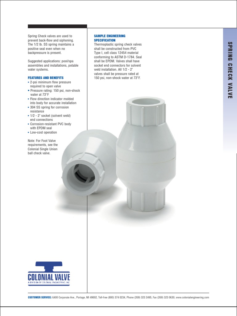 Spring Check Valves for Backflow Prevention | PDF
