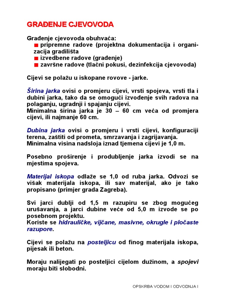 VODOOPSKRBA 10 - Građenje Cjevovoda | PDF
