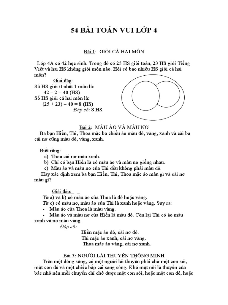 54 Bai Toan Vui Va Hay Lop 4, 5 | PDF