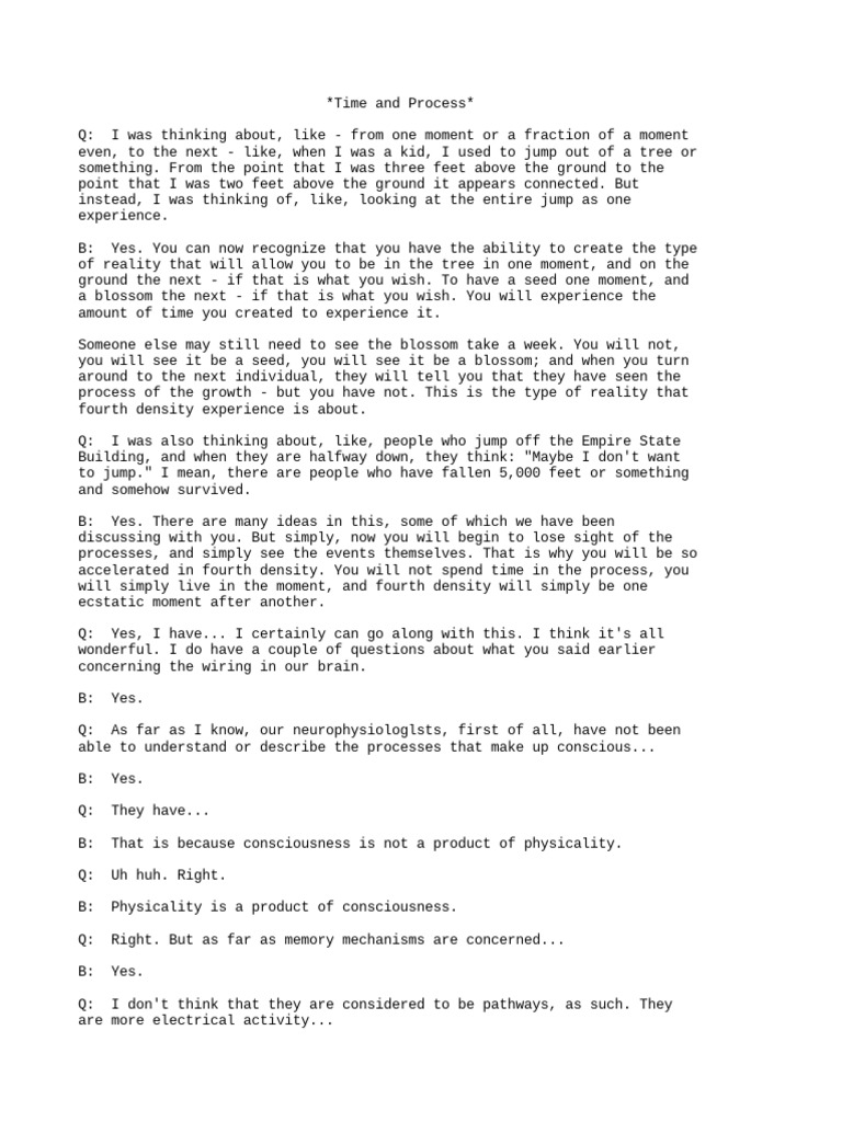 Bashar - Time and Process | PDF | Consciousness | Psychological Concepts