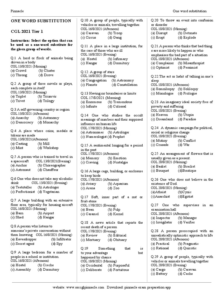 One Word Substitution | PDF