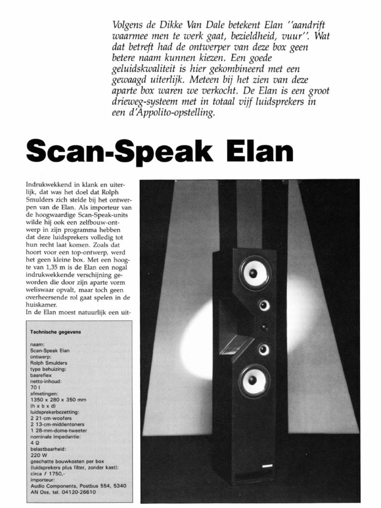 Scanspeak Elan Hifi Luidsprekers 6 | PDF