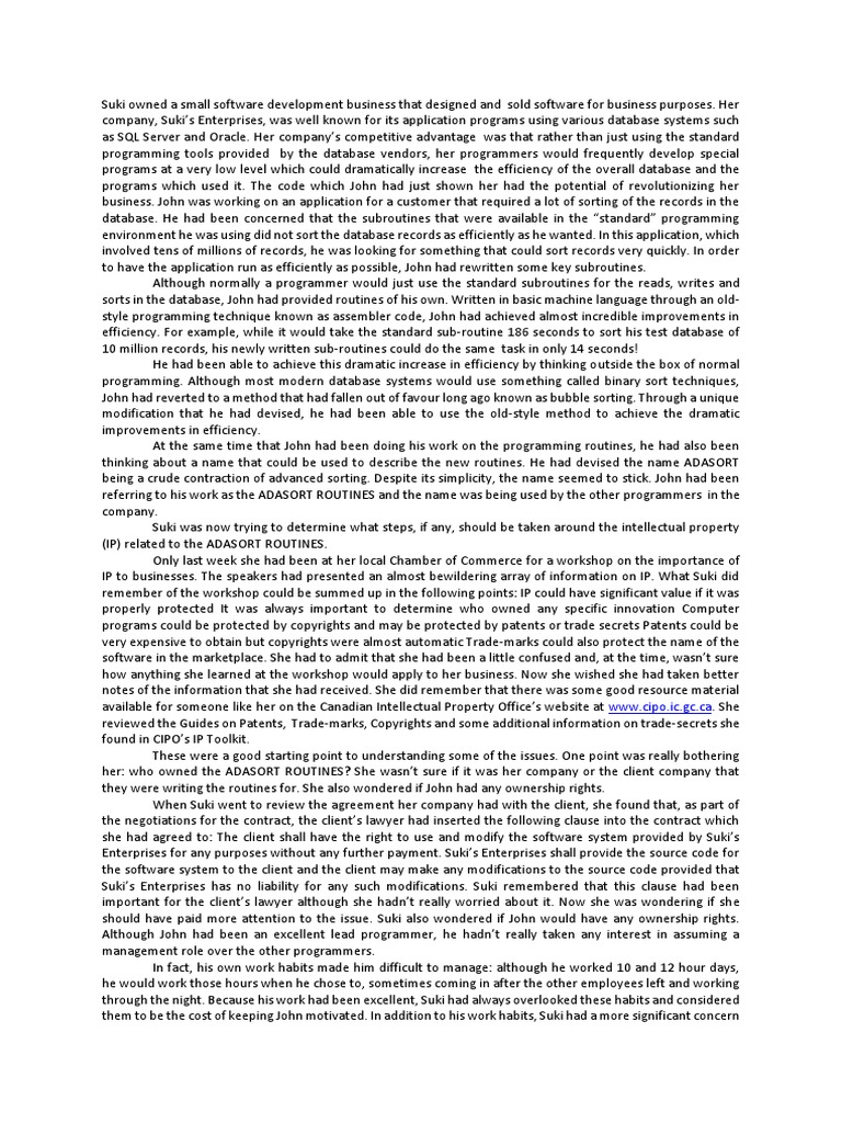 Assignment 1 Case Study IP | PDF | Intellectual Property | Databases