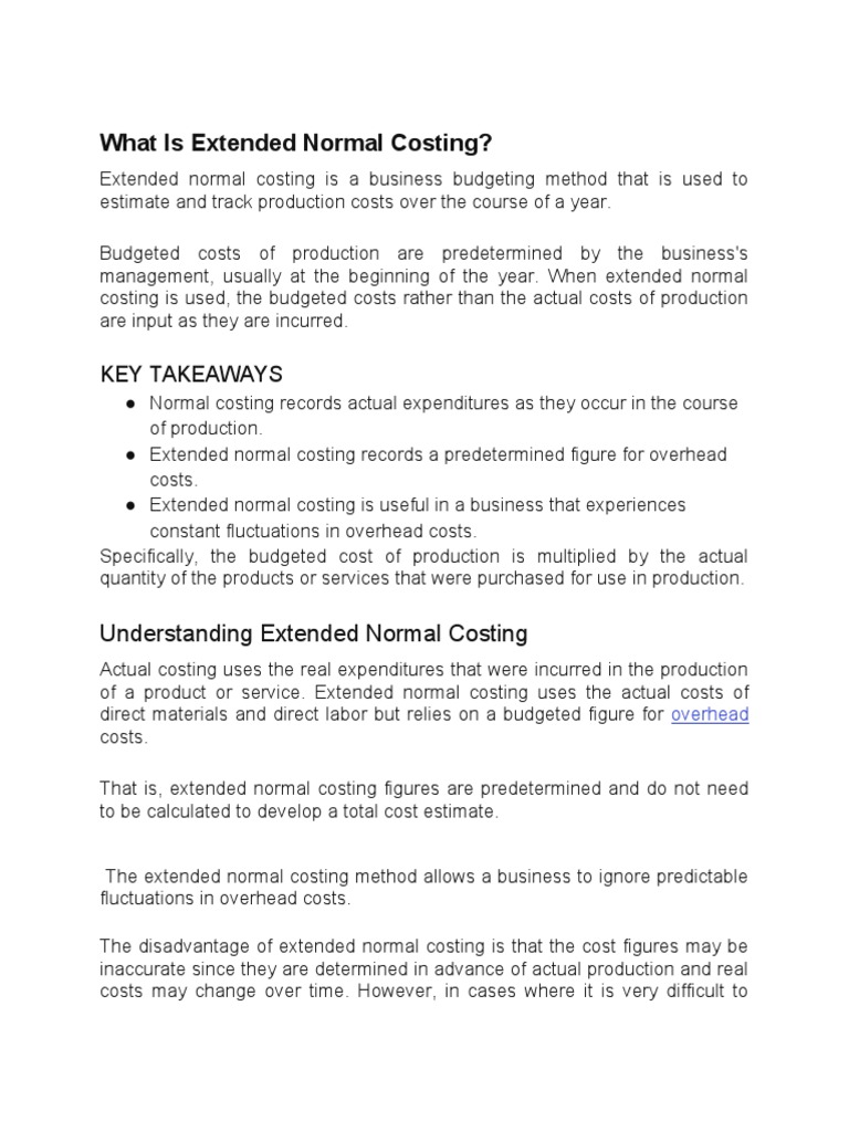 What Is Extended Normal Costing | PDF