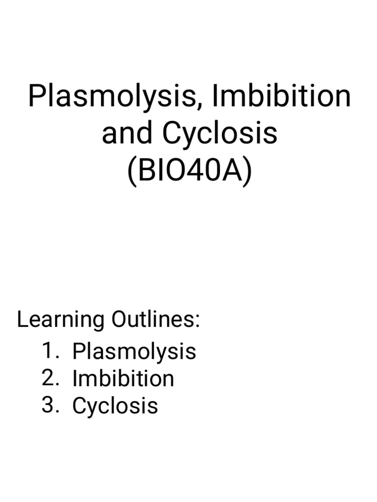 3.6.) Plasmolysis, Imbibition and Cyclosis (BIO40A) | PDF | Science ...