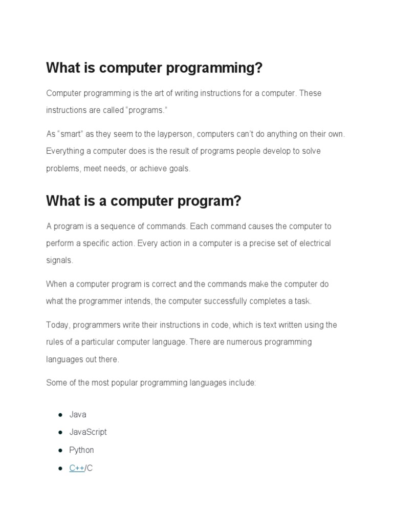 What Is Computer Programming | PDF