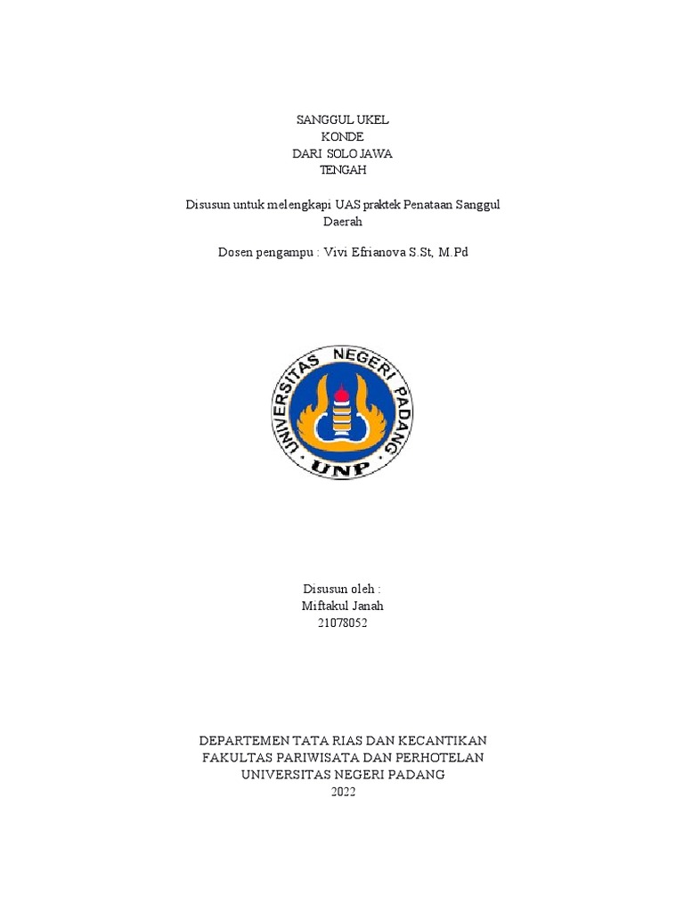 Traditional Solonese Hair Bun (Ukel Konde) from Central Java | PDF