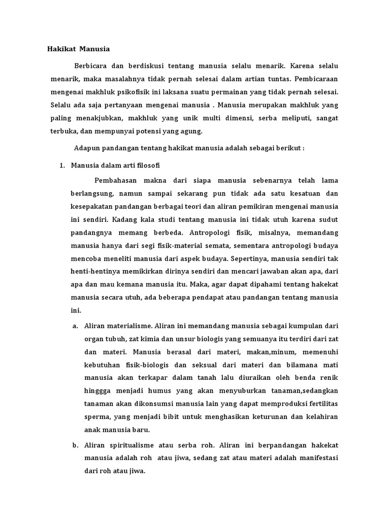 Hakikat Dan Asal Usul Manusia | PDF