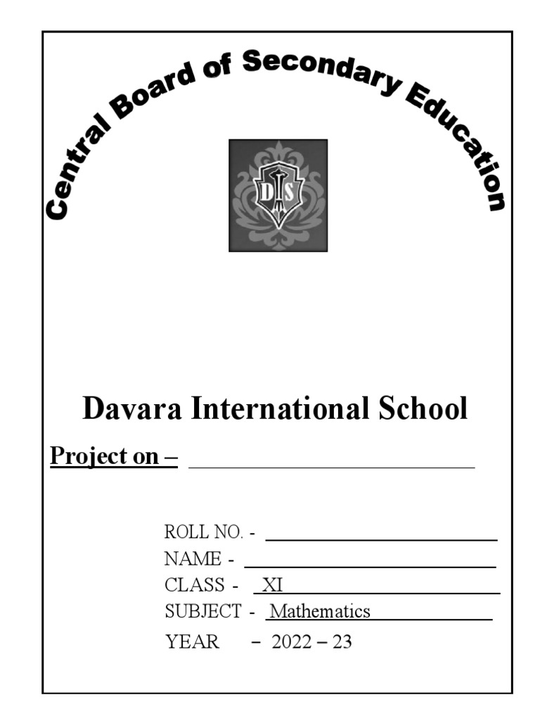 Maths Project - Front - Page | PDF