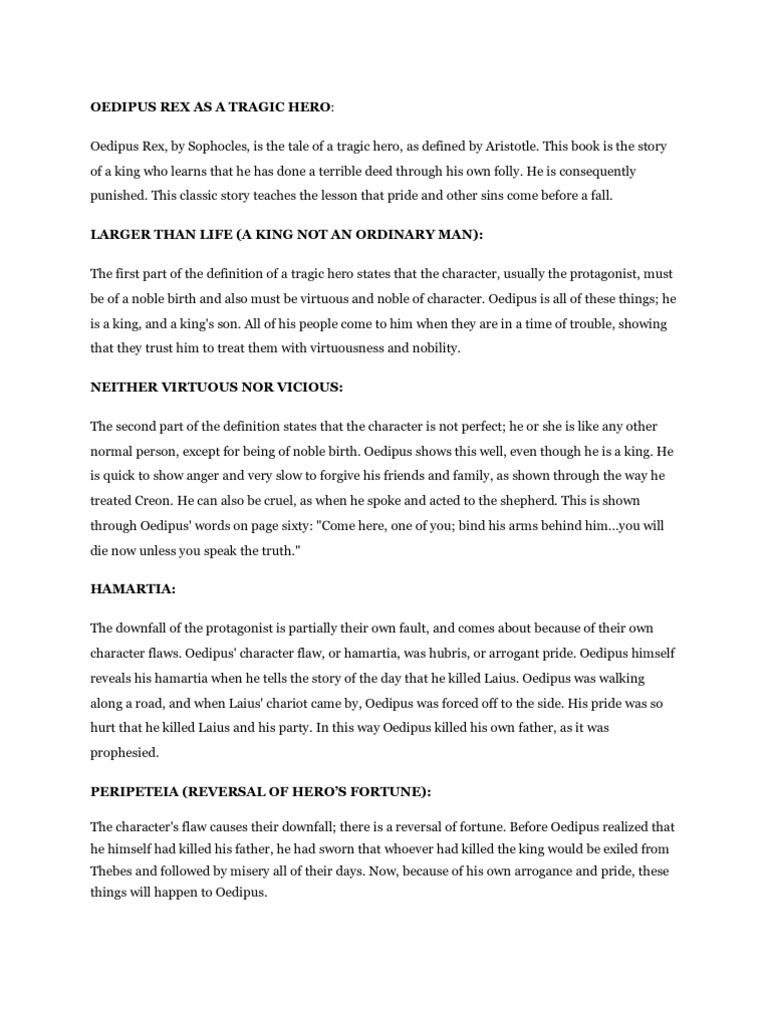 Oedipus Rex As A Tragic Hero | PDF