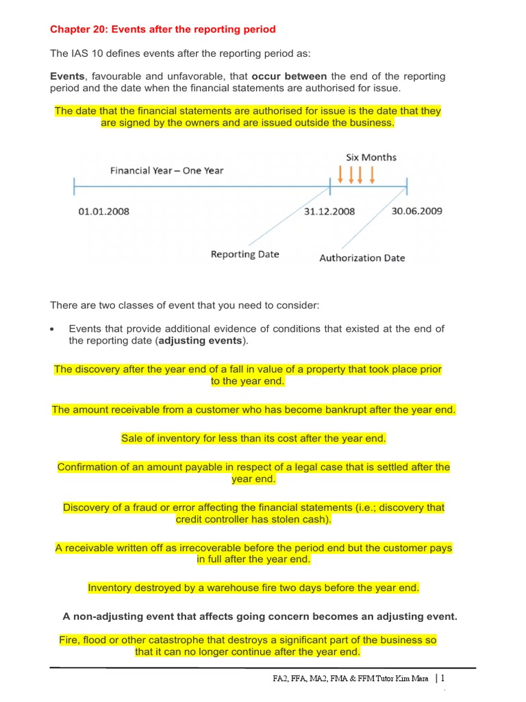 Events After Reporting Period Explained | PDF | Inventory | Valuation ...