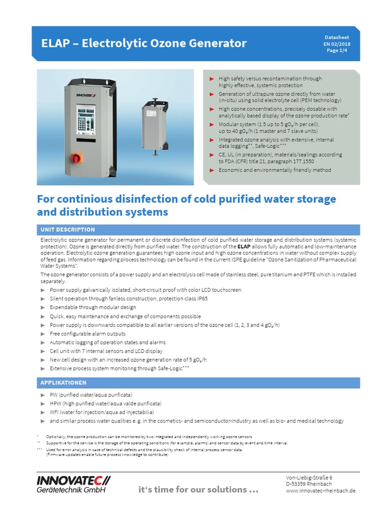 ELAP - Electrolytic Ozone Generator: For Continious Disinfection of ...