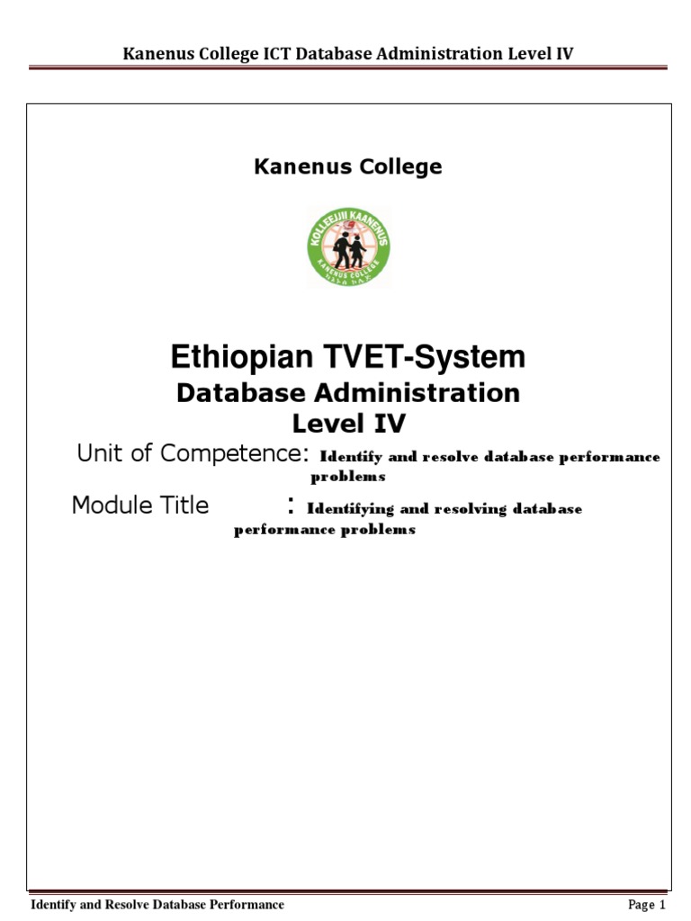 Ict Its4 10 0811 Identify And Resolve Database Performance Problems Pdf Backup Databases