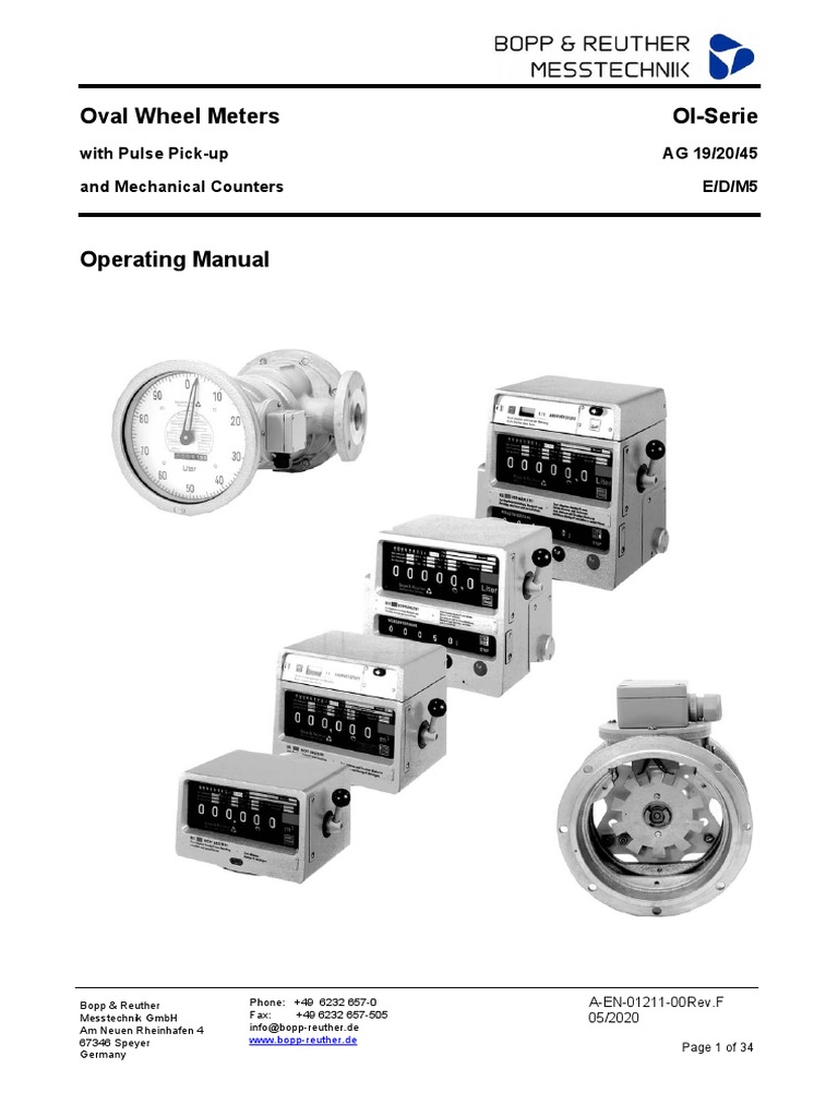 Operating Manual Oval Wheel Meter OI With AG 19 20 45 E D M5 | PDF ...