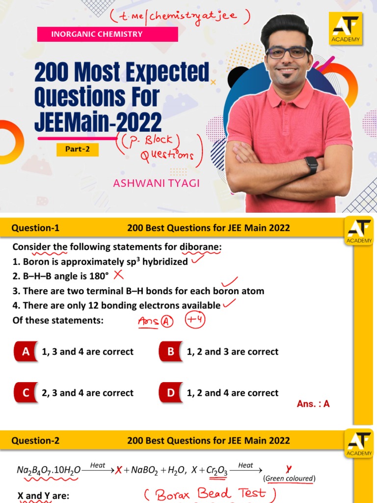 200 Best Questions (P-Block Elements) | PDF | Nitric Acid | Acid