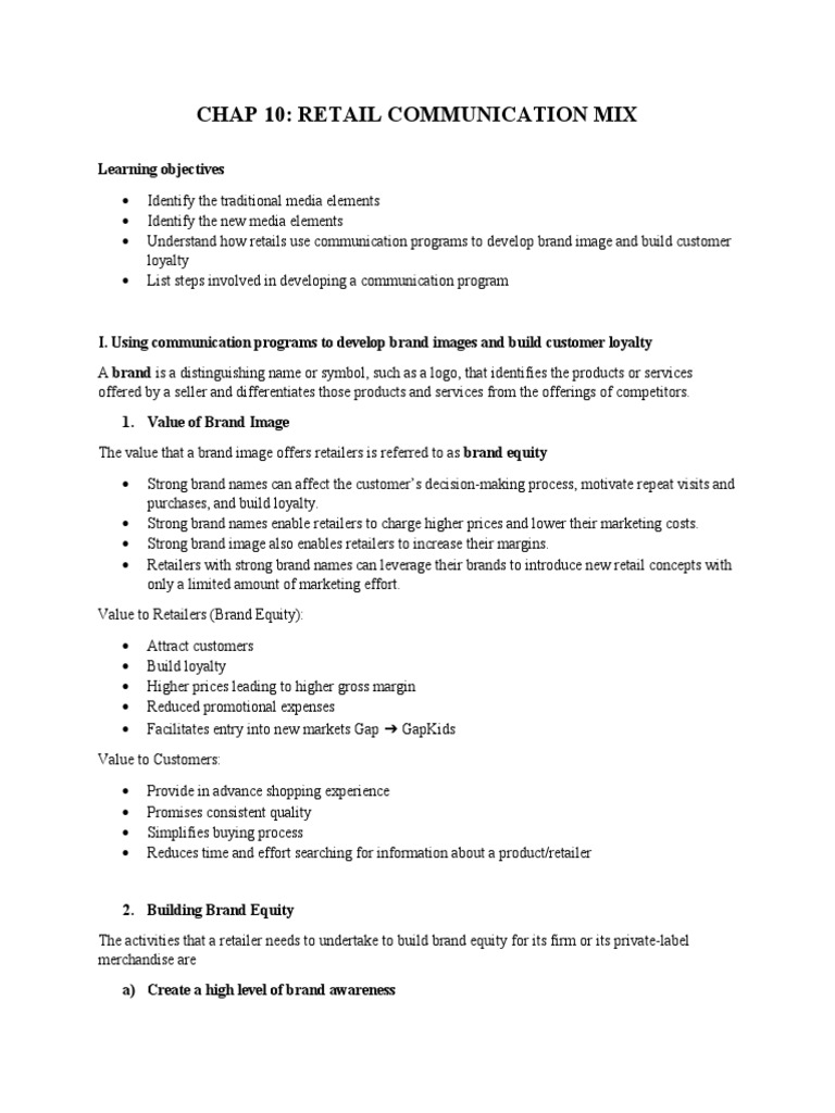 Retail Communication Mix Strategies | PDF | Brand | Marketing