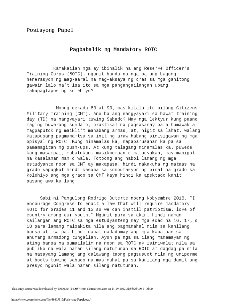 Posisyong Papel | PDF