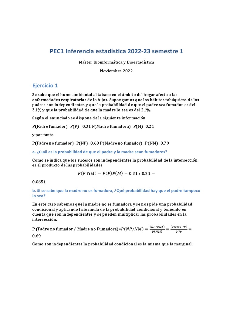 Solucion PEC1 Sem1 2023 | PDF | Desviación Estándar | Probabilidad