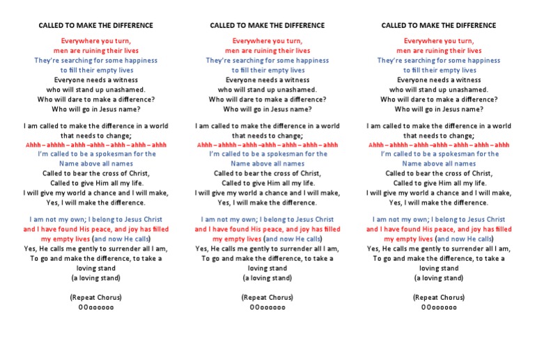 Called To Make The Difference | PDF