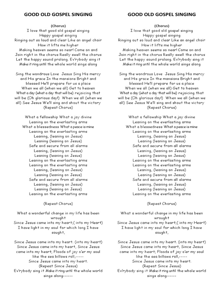 GOOD OLD GOSPEL SINGING Lyrics | PDF | Religious Belief And Doctrine