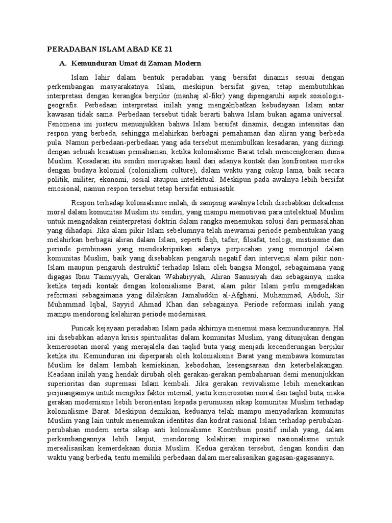 Kemunduran Peradaban Islam Abad 21 | PDF | Sejarah