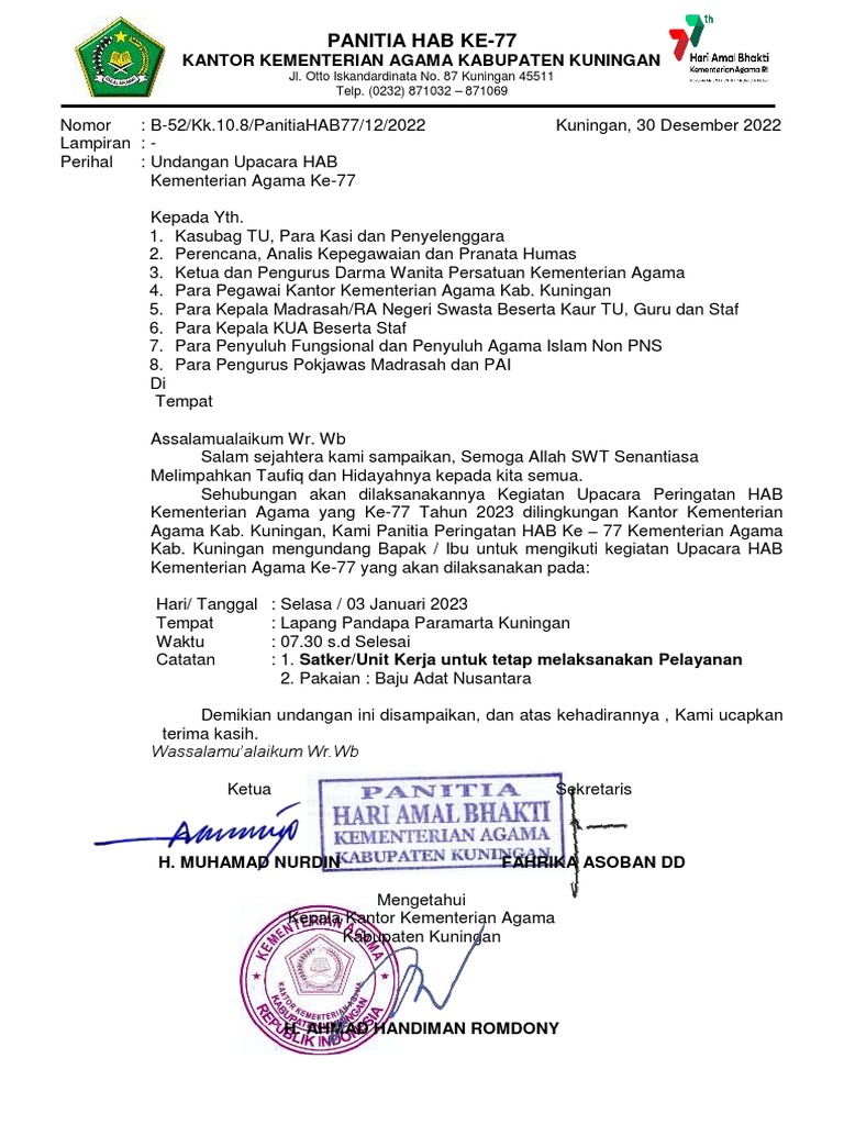 Surat Undangan Upacara 1 | PDF