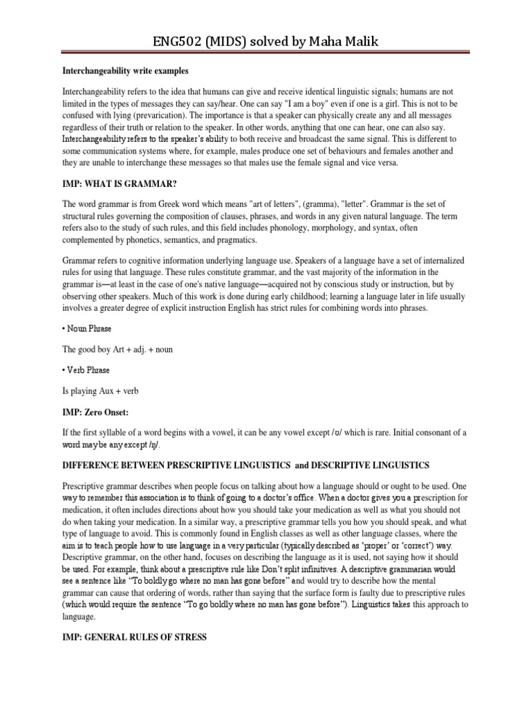 ENG502 Midterm Short Notes | PDF | Phonology | Phonetics