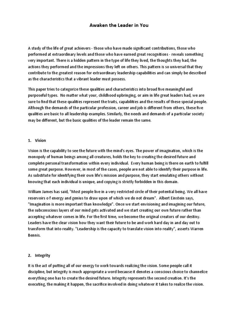 Awaken The Leader in You | PDF | Leadership | Mind