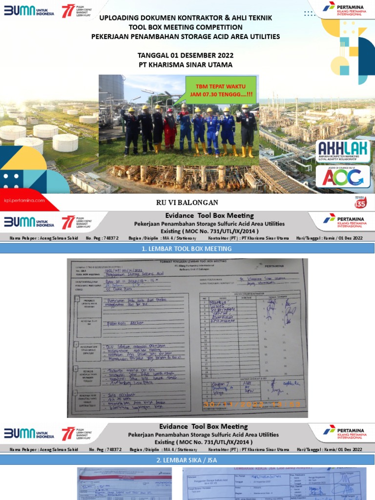 Eviden TBM Pekerjaan Penambahan Storage Acid | PDF