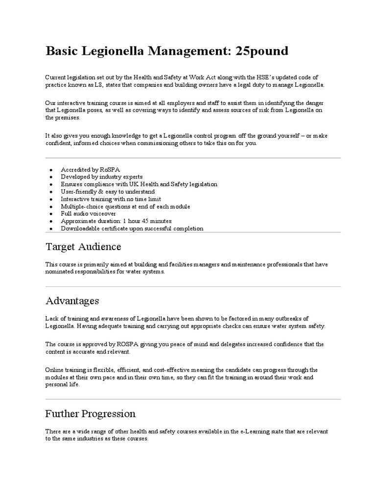 Legionella Management Training | PDF | Communication | Learning