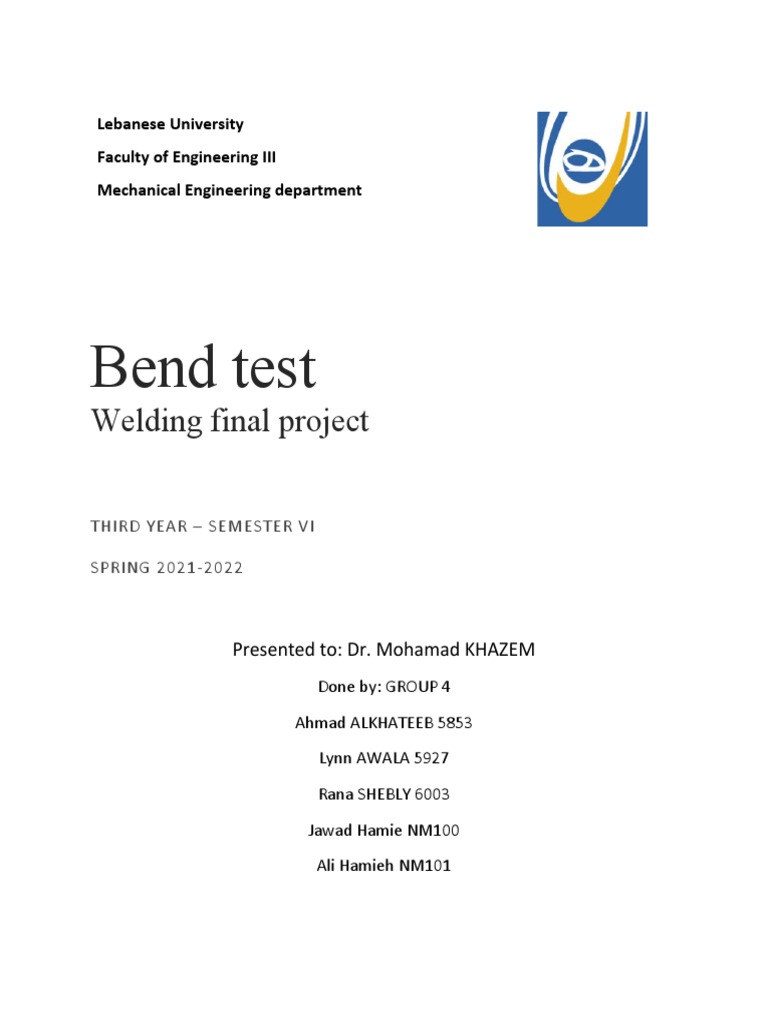 Welding Final Project (Group4) | PDF | Bending | Stress (Mechanics)