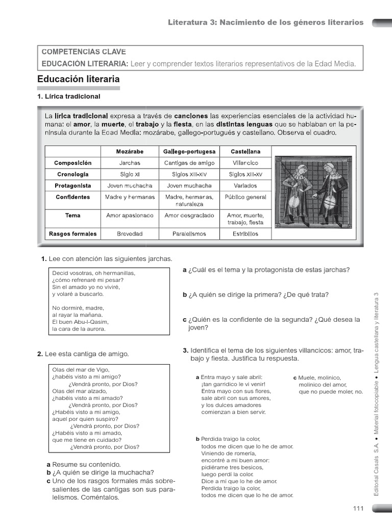 Aprende lo básico. Unidad 3 Literatura (1) | PDF