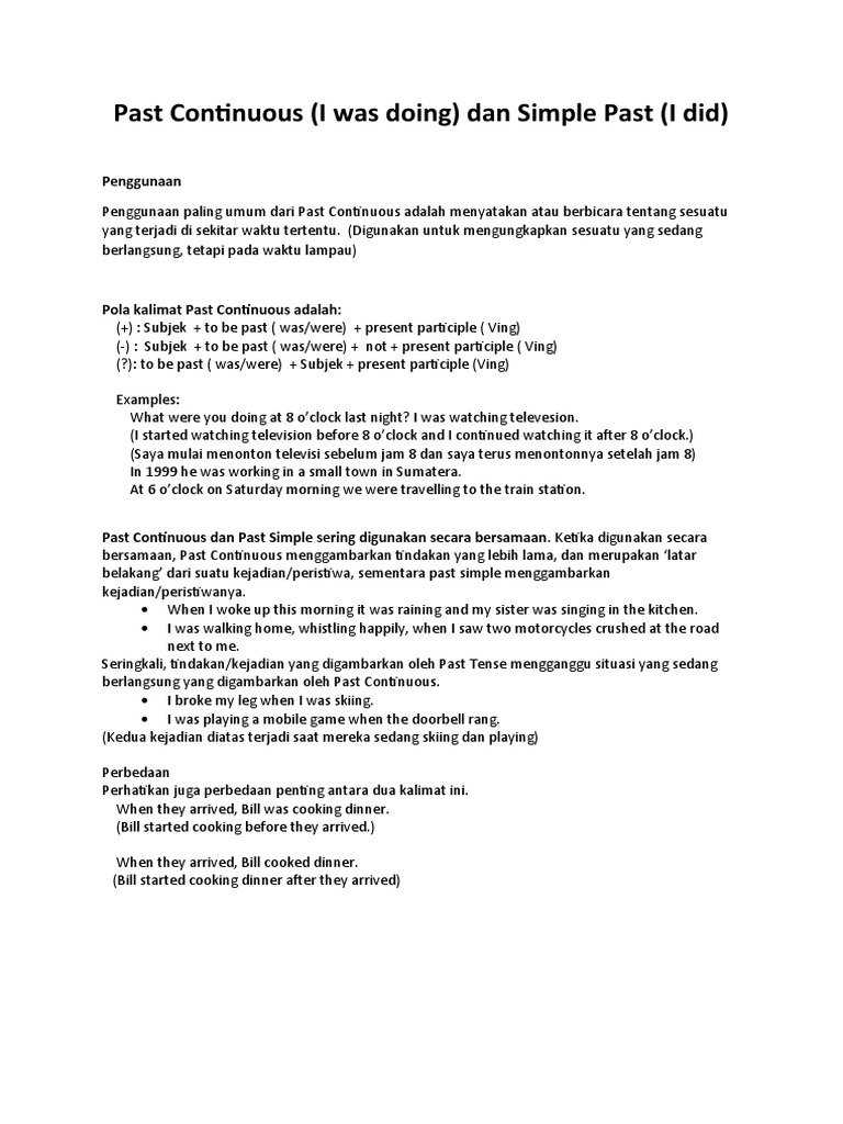 Simple Past and Past Continuous | PDF