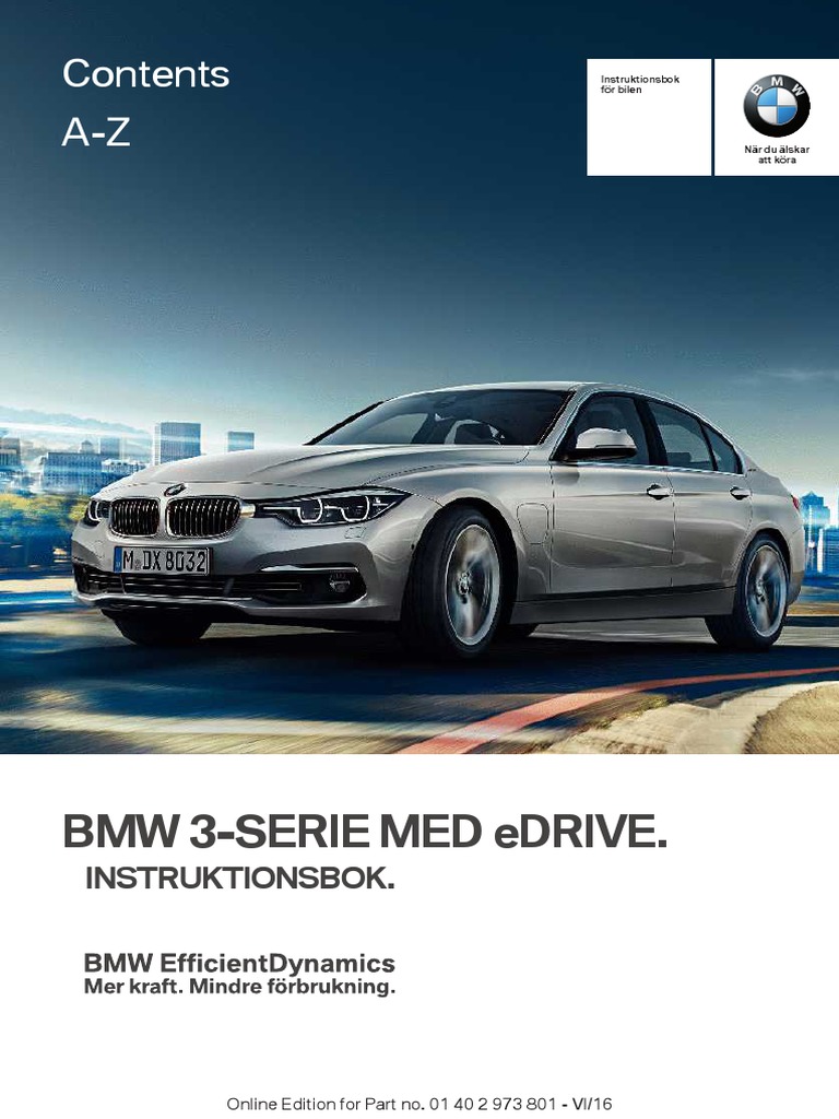 BMW Instruktionsbok 01402973801 | PDF