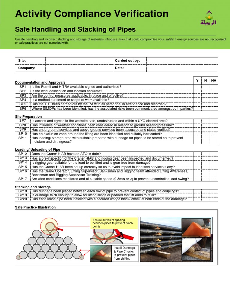 Safe Handling and Stacking of Pipes | PDF | Crane (Machine)