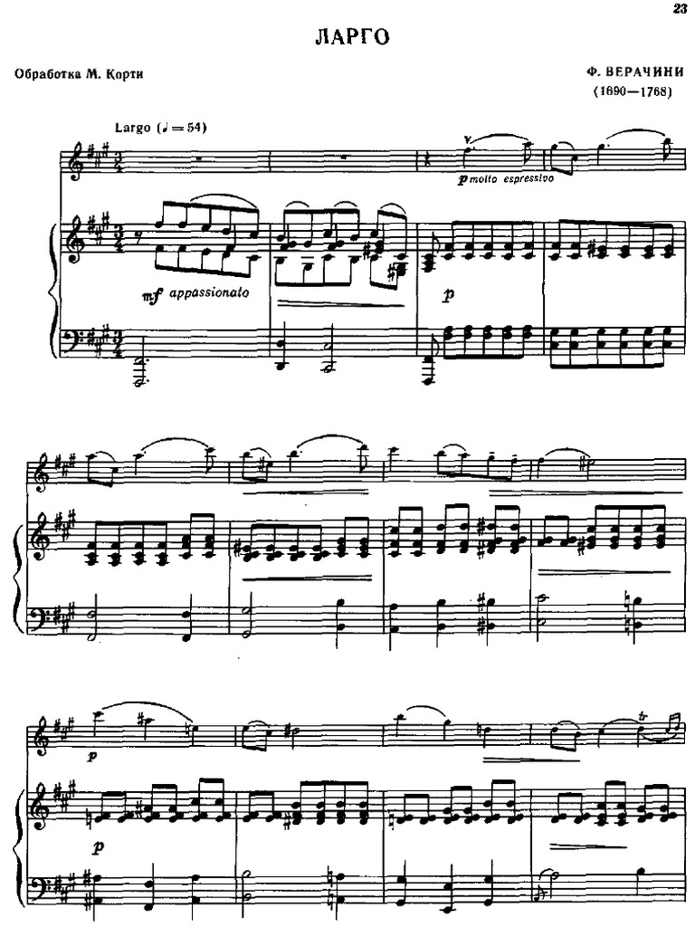 Veracini Largo for Violin & Piano | PDF