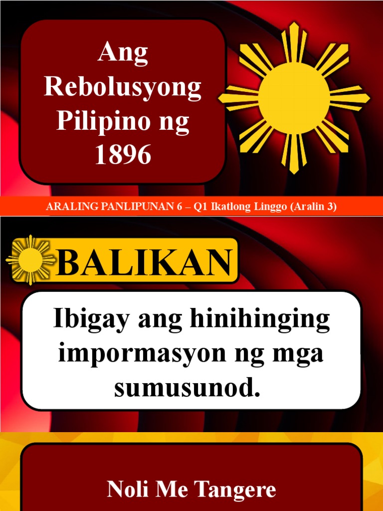 (AP 6 Week 3) - Ang Rebolusyong Pilipino NG 1896 | PDF
