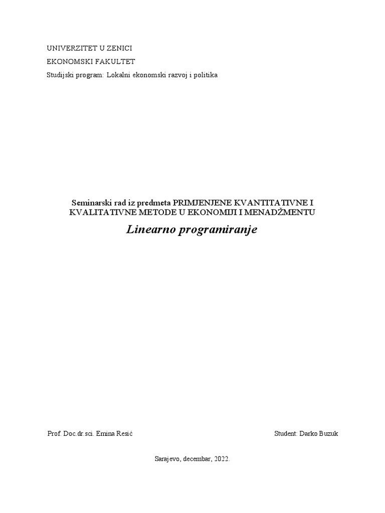 Linearno Programiranje | PDF