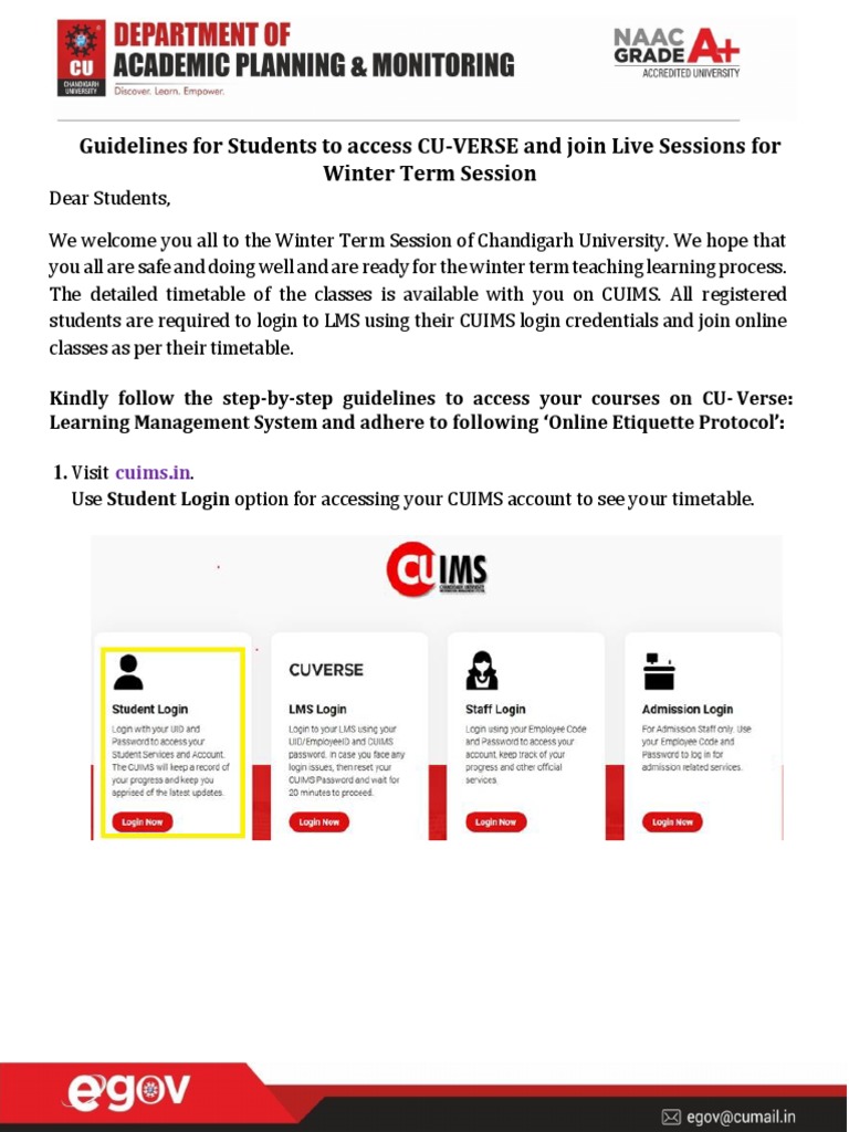 CUIMS Login Guide for Winter Term | PDF | Password | Login