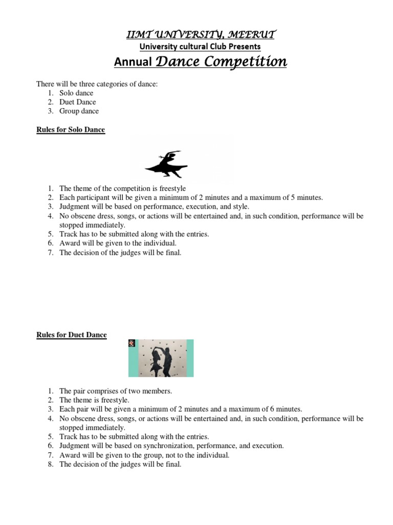 Rules For University Dance Competition | PDF