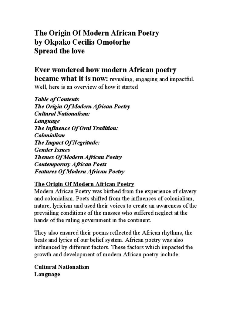 Modern African Poetry History | PDF | Poetry | Nationalism