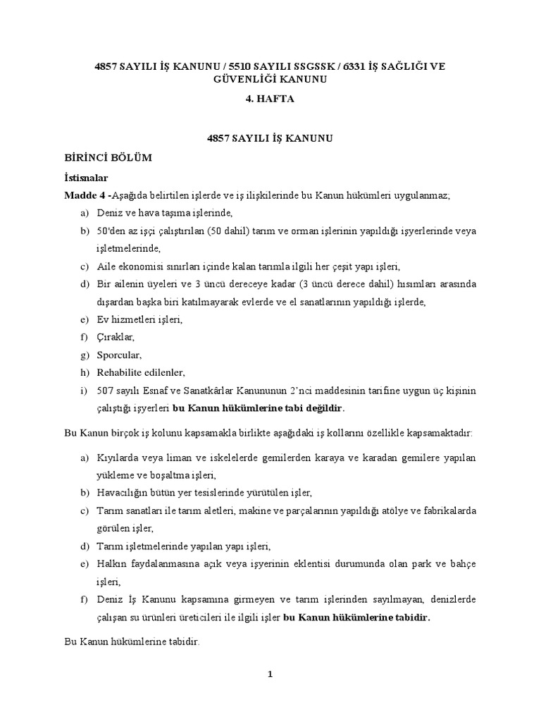 4-5-6. Hafta 4857-5510-6331 Sayili Kanunlar | PDF
