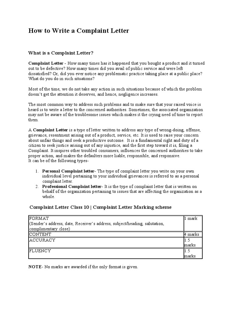 How to Write a Complaint Letter | PDF
