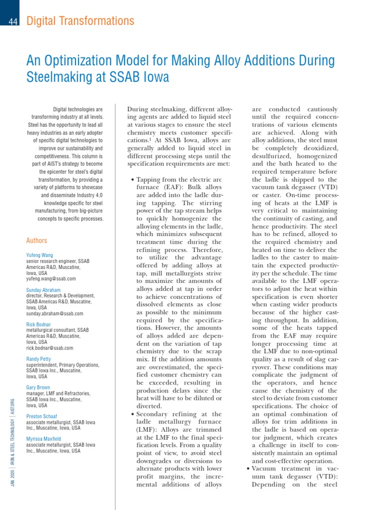 20 Jan Digital Transformation | Download Free PDF | Steel | Steelmaking