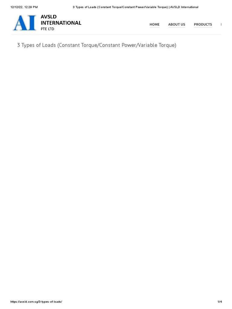 3 Types of Loads (Constant Torque - Constant Power - Variable Torque ...