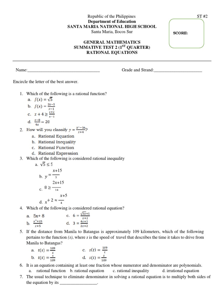 General Mathematics | PDF | Rational Number | Equations