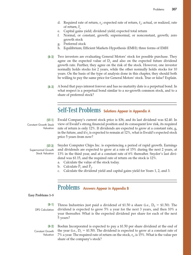 Stock Valuation Practice Questions | PDF | Stocks | Preferred Stock