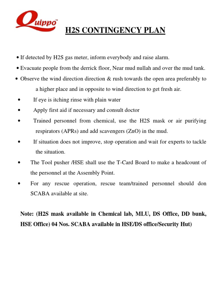 H2S Contingency Plan | PDF